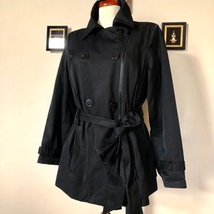 Black Rivet | Jackets & Coats | Black Rivet Belted Black Rain Trench ...